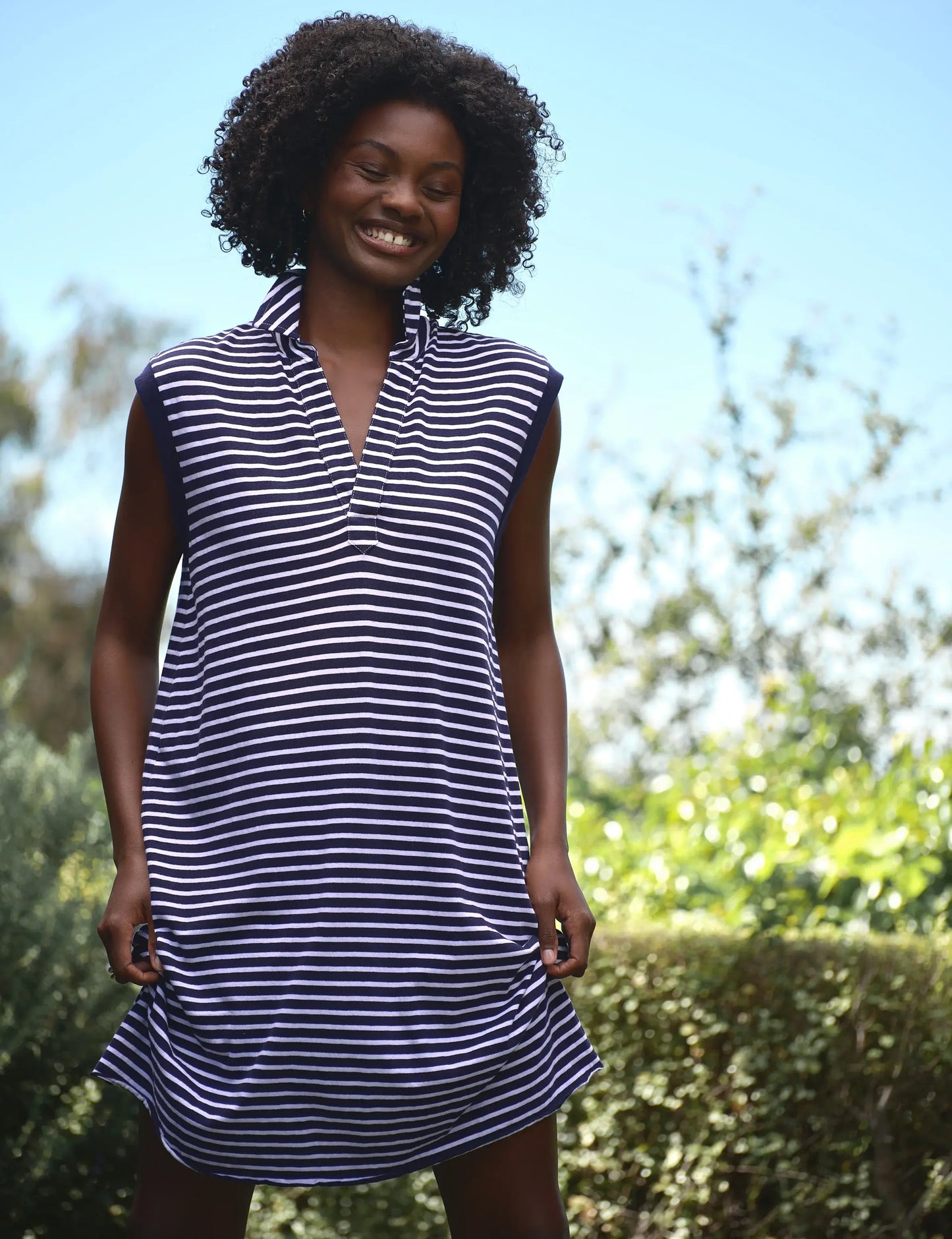 MINI LILY POLO DRESS IN YACHT STRIPE | Embellish
